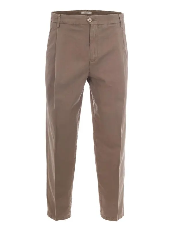 BRIGLIA Classic Cotton-linen Trousers - Biscotto