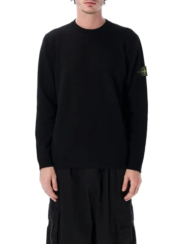 Stone Island Organic Cotton Micro Stitch Knit Jumper - Black