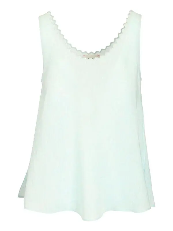 FORTE_FORTE Linen Tank Top With Scalloped Neckline - Sky Blue