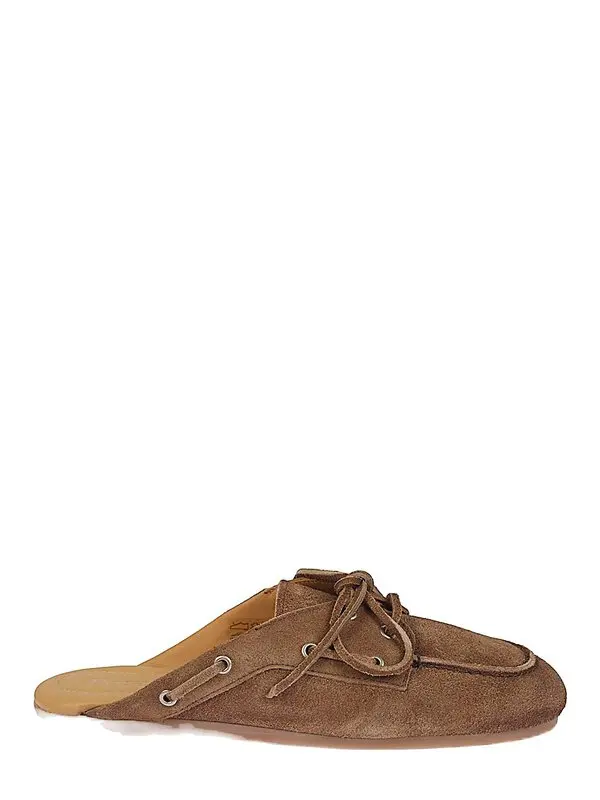POSA Leather Boat Loafer Mules - Brown