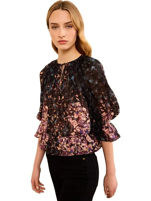 Ulla Johnson Elise Silk Jacquard Blouse - Eclipse