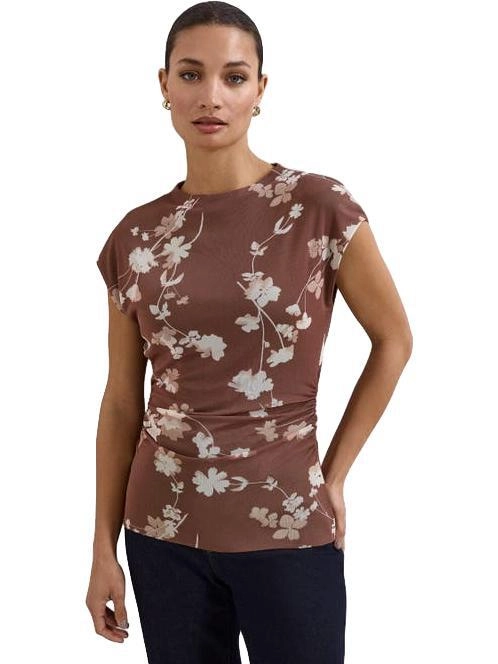 PHASE EIGHT Kezia Mesh Printed Top - Brown