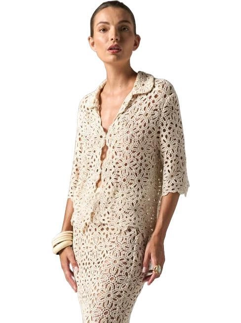 JBQ Braydon Top In Beaded Macrame - Oat