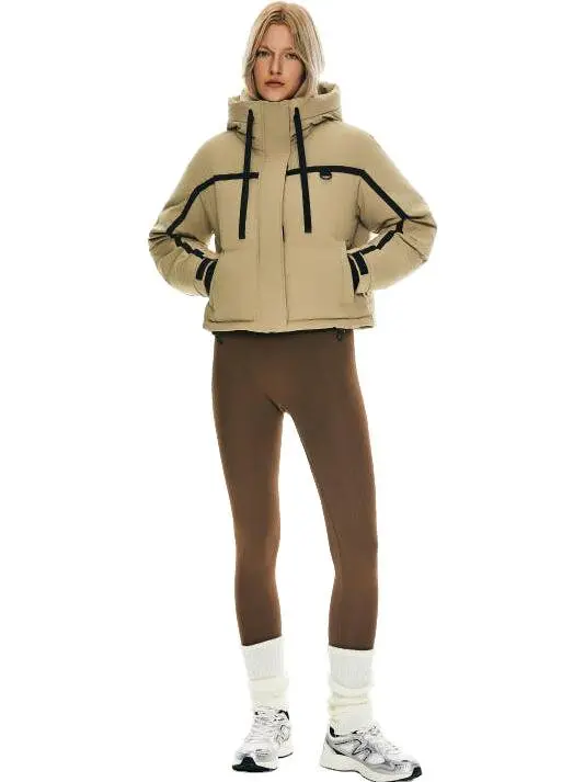 OROLAY Quilted Hooded Down Puffer Jacket - Khaki