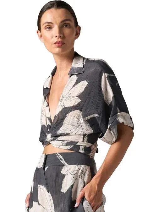 JBQ Chiara Top In Crinkled Rayon - Slate