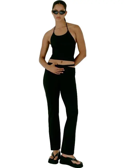 H&m Strap-detail Jersey Pants - Black
