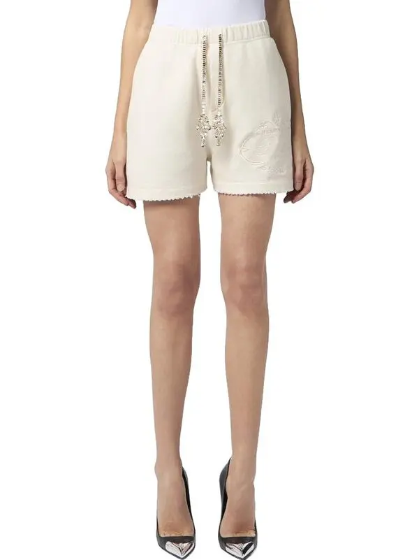 Philipp Plein Embellished Tennis Club Fleece Shorts - Offwhite