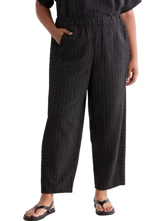Eileen Fisher Pinstripe Lantern Ankle Pants - Black/white