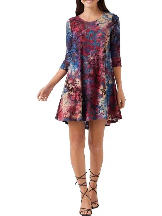 Karen Kane Maggie Floral A-line Dress - Wine
