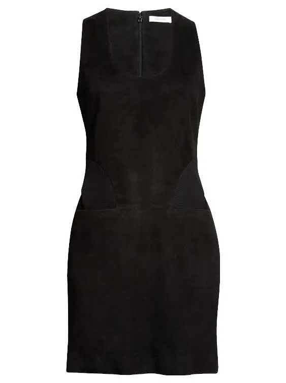 FERRAGAMO Sleeveless Suede Minidress - Nero