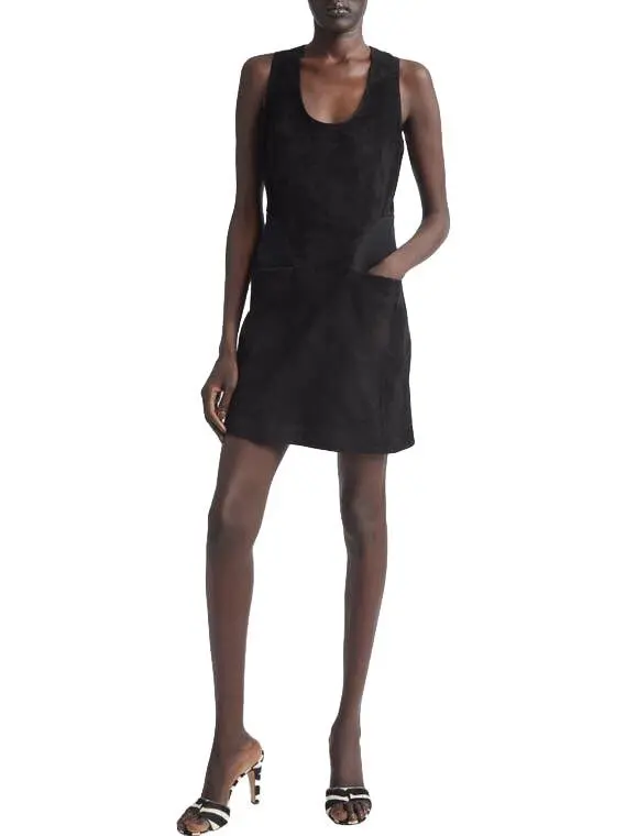 FERRAGAMO Sleeveless Suede Mini Dress - Nero