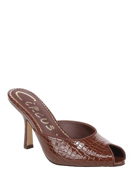 CIRCUS NY BY SAM EDELMAN Glenda Peep Toe Slide Sandal - Deep Pecan