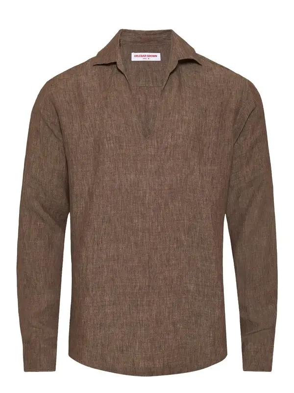 Orlebar Brown Relaxed Linen Overhead Shirt - Espresso