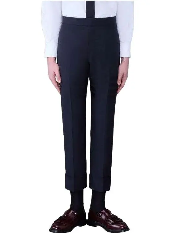 Thom Browne Tailored Trousers With Backstrap Detail - Dark Blue