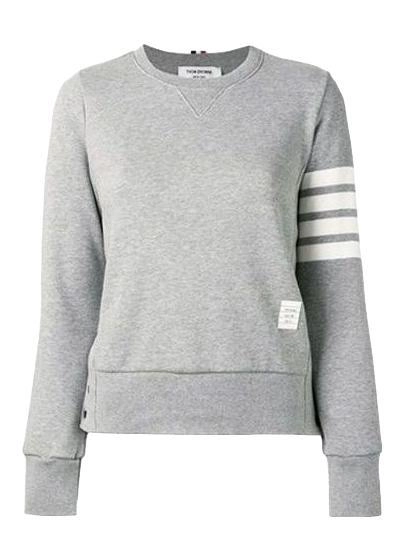 Thom Browne Crewneck Sweatshirt With Signature Stripes - Gray