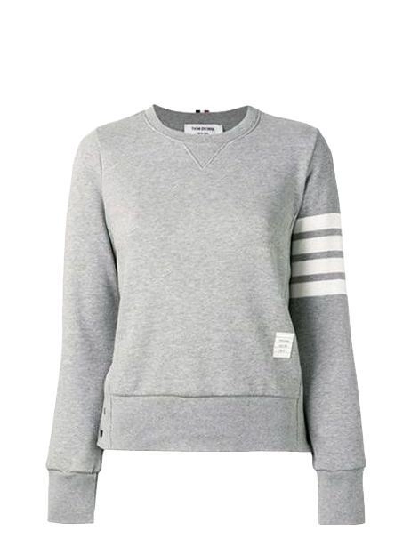 Thom Browne Crewneck Sweatshirt With Signature Stripes - Gray