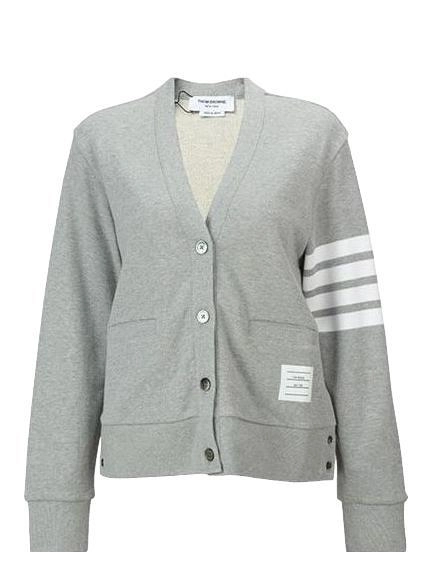 Thom Browne Cardigan With Signature Striping - Gray