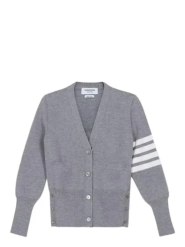 Thom Browne Cardigan With Signature Stripes - Gray