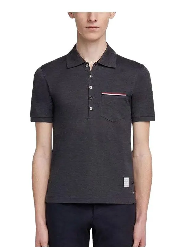 Thom Browne Collar Short Sleeve T-shirt - Charcoal