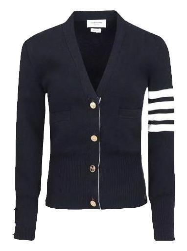 Thom Browne Cardigan With Striped Sleeves - Navy