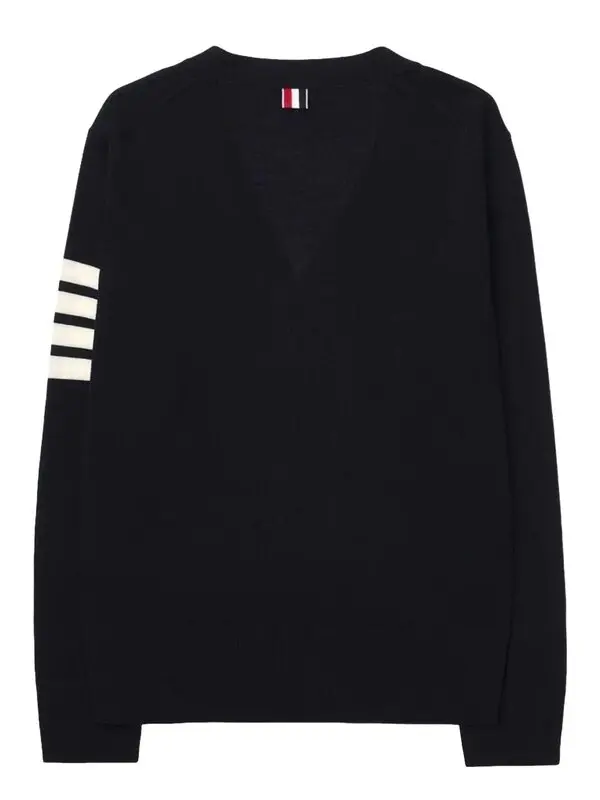 Thom Browne Cardigan With Signature Stripes - Navy