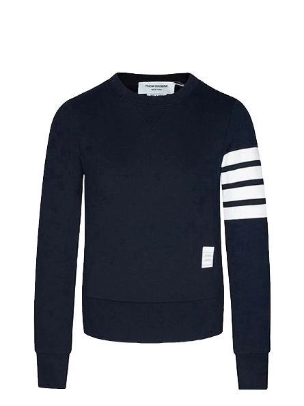 Thom Browne Sweatshirt With Striped Sleeves - Navy