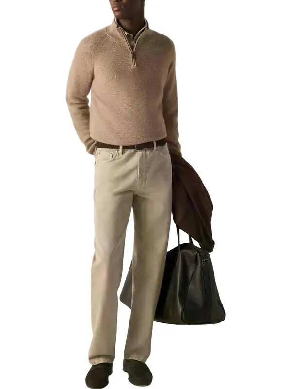 Zegna Light Taupe Mélange Cashseta Polo Shirt - Neutrals