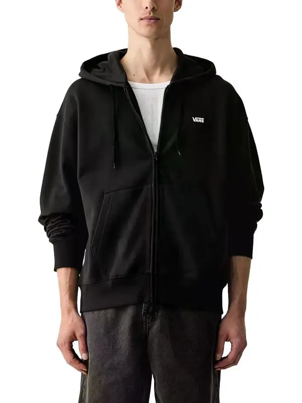 VANS Logo Print Zip-up Hoodie - Black