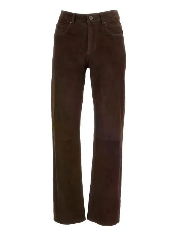 ARMA Straight-cut Suede Trousers - Brown