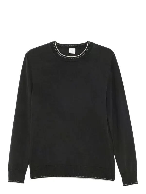 Eleventy Contrast Trim Wool Sweater - Black