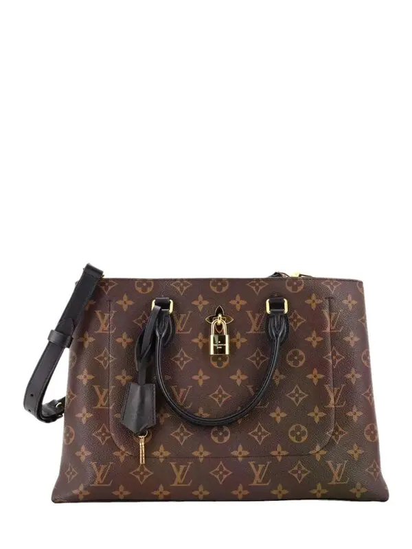 LOUIS VUITTON Flower Monogram Canvas Tote Bag - Black