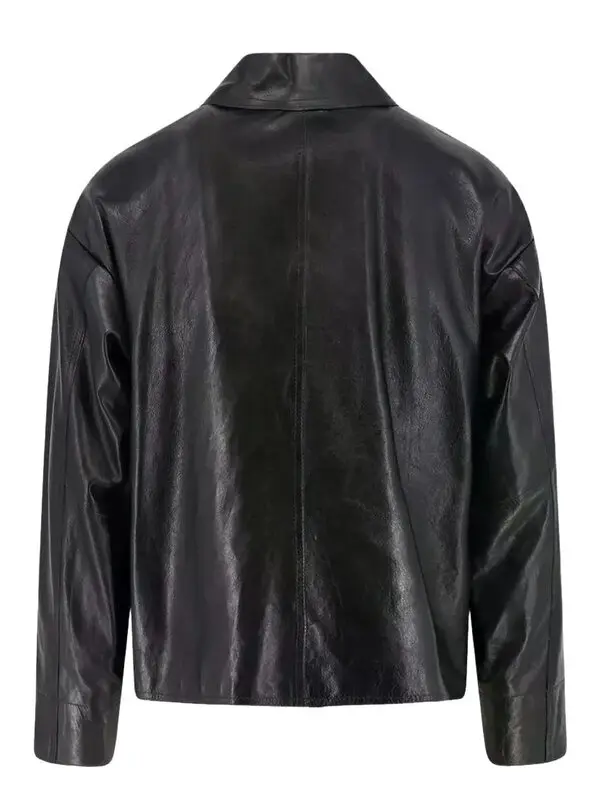 DFOUR Leather Flap-pocket Jacket - Black