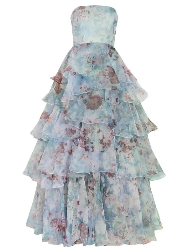 Aje Gabriella Floral-print Ruffled Maxi Dress - Blue