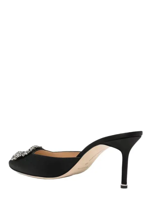 Manolo Blahnik Hangisi Crystal-buckle Mules - Black