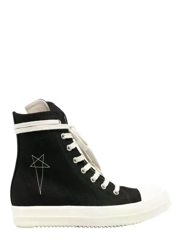 Rick Owens Embroidered Star High-top Sneakers - Black