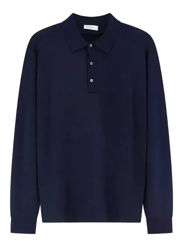 BRAMANI CASHMERE Long-sleeve Polo Shirt - Blue