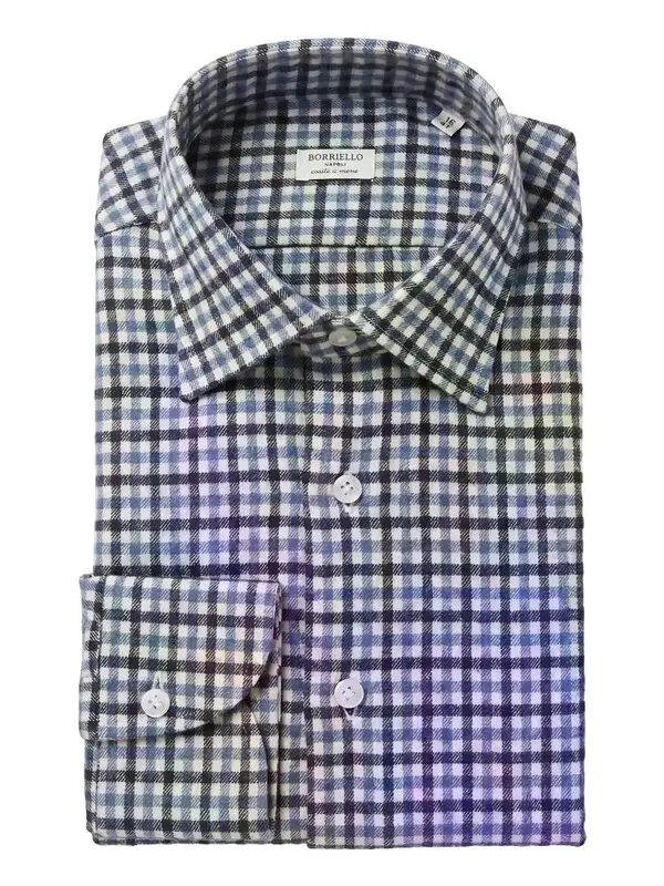 BORRIELLO NAPOLI Check-print Flannel Shirt - Blue