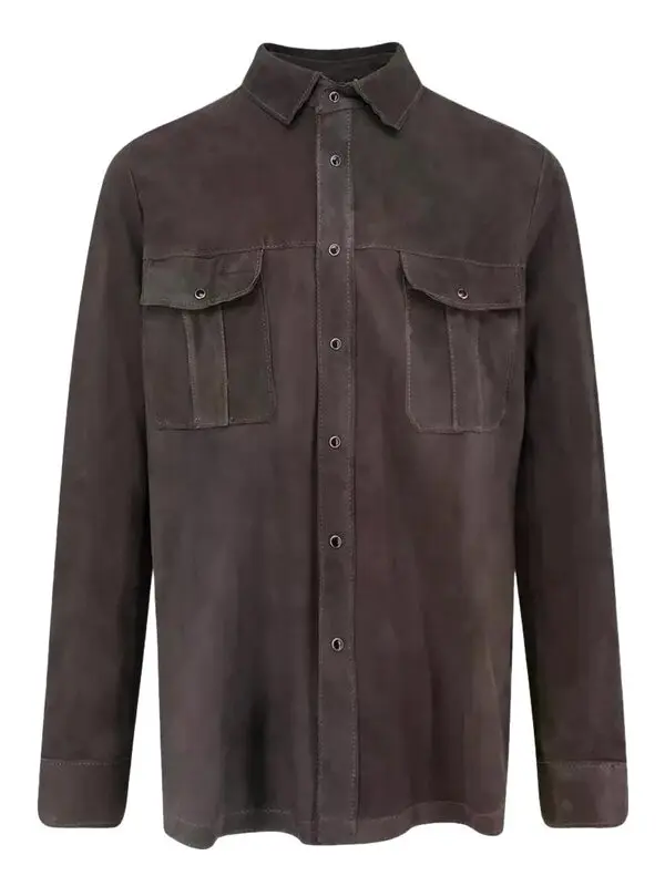 DFOUR Suede Flap-pocket Shirt - Brown