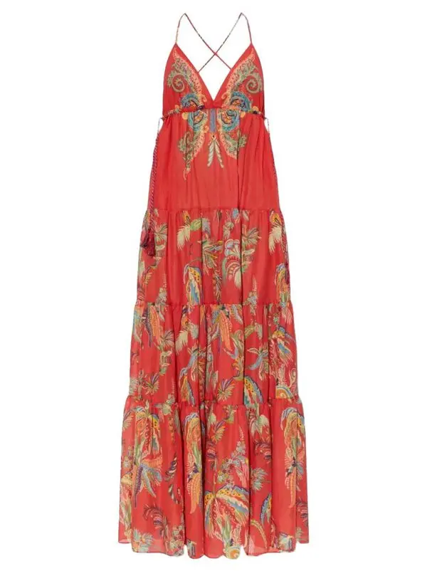 Etro Paisley-print Tiered Maxi Dress - Red