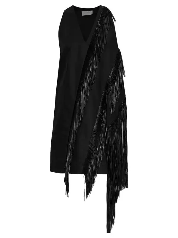 Sportmax Fringe-trimmed V-neck Dress - Black