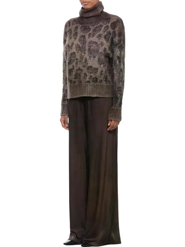 Avant Toi Leopard Print Turtleneck Sweater - Brown
