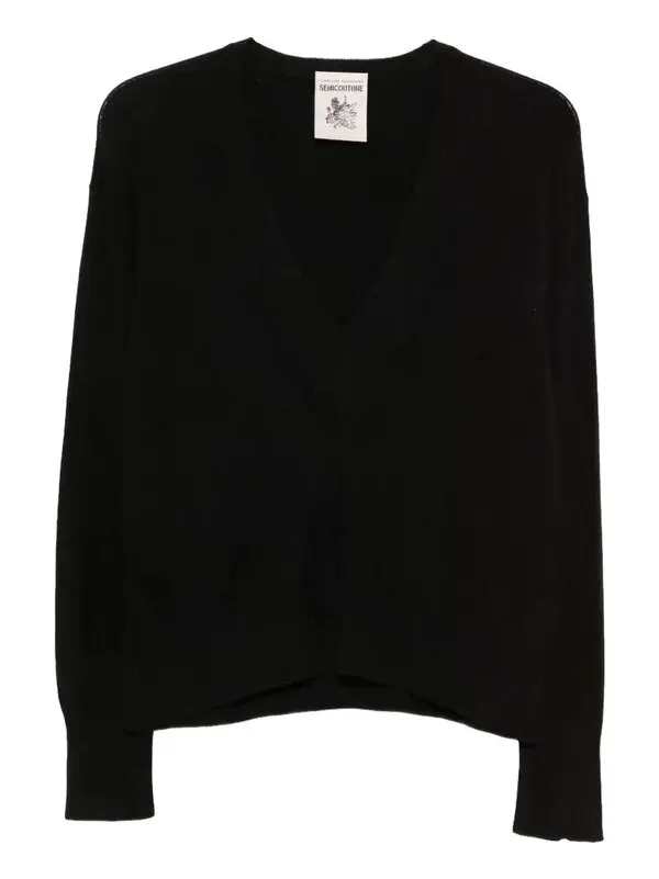 SEMICOUTURE Bertha V-neck Sweater - Black