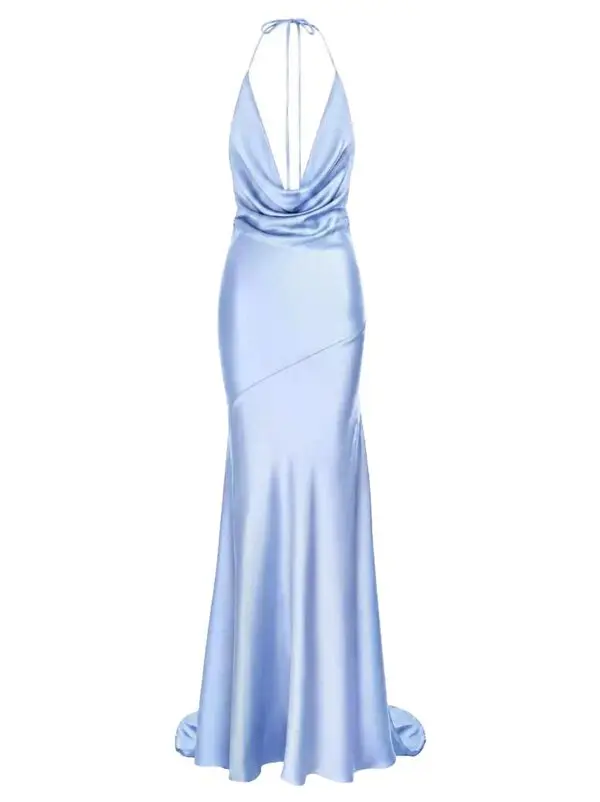 ROSERRY Cowl-neck Halterneck Dress - Blue