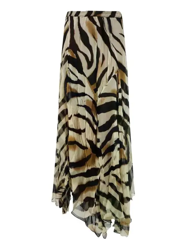 MES DEMOISELLES Zebra-print Elasticated Maxi Skirt - Neutrals