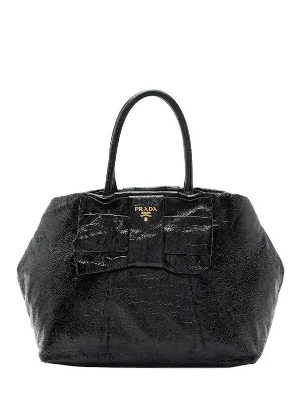 Prada Nappa Fiocco Bow Tote Bag - Black
