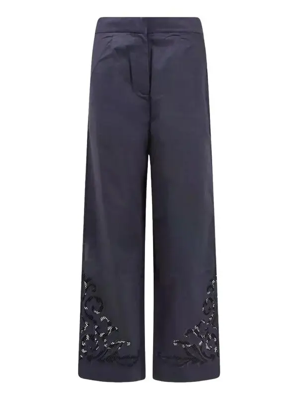 SCARLETT POPPIES Vemoza Embroidered Wide Leg Trousers - Blue
