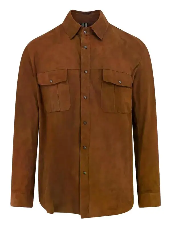 DFOUR Pocket-detail Suede Shirt - Brown