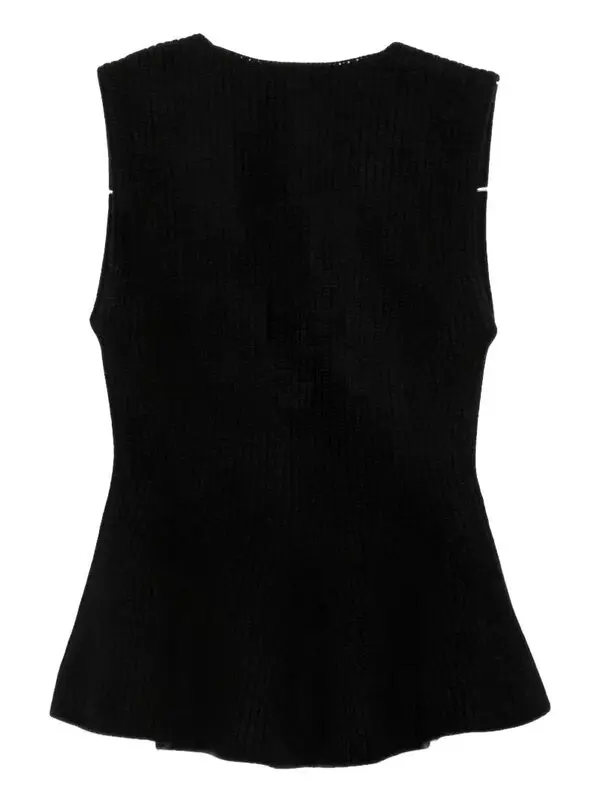 LISA YANG Ribbed-knit V-neck Top - Black