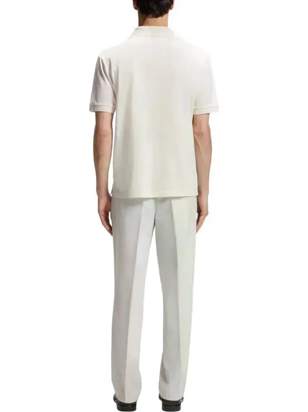 BOSS Cotton-jacquard Polo Shirt With Johnny Collar - Neutrals