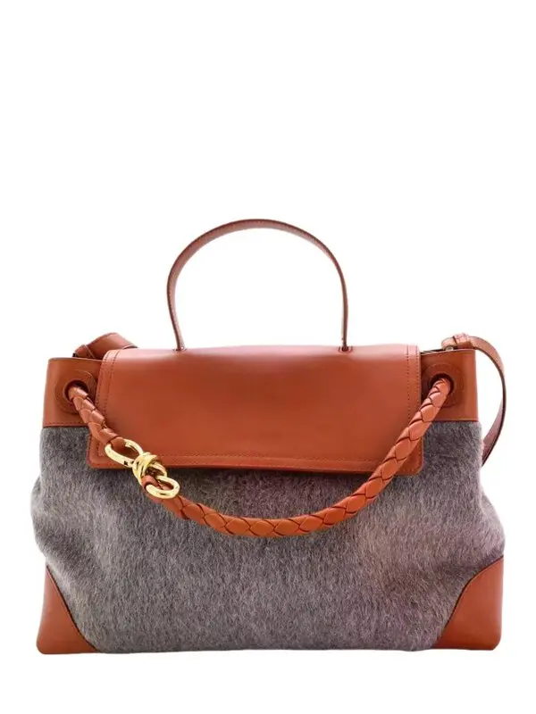Bottega Veneta Wool And Leather Satchel With Intrecciato Detail - Grey